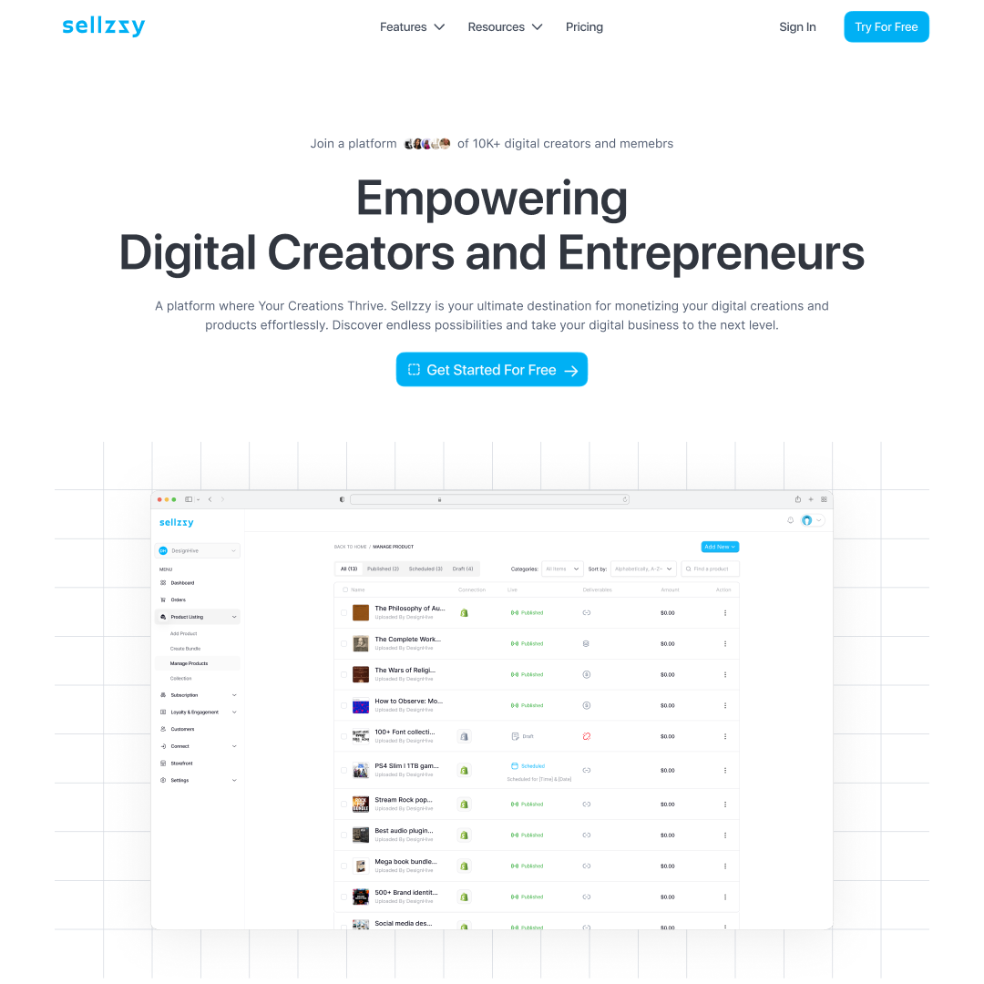 Sellzzy — Empowering Digital Creators and Entrepreneurs